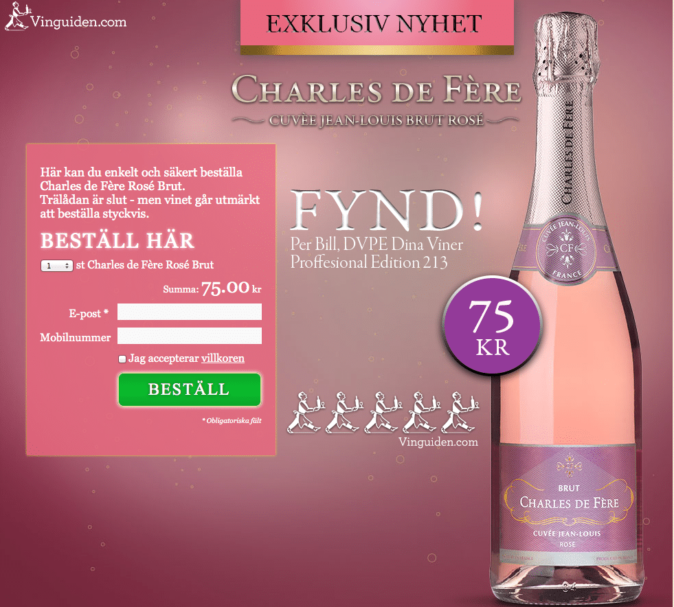 Charles de Fère Rosé Brut, 75 cl, 95 kr - Vinguiden.com
